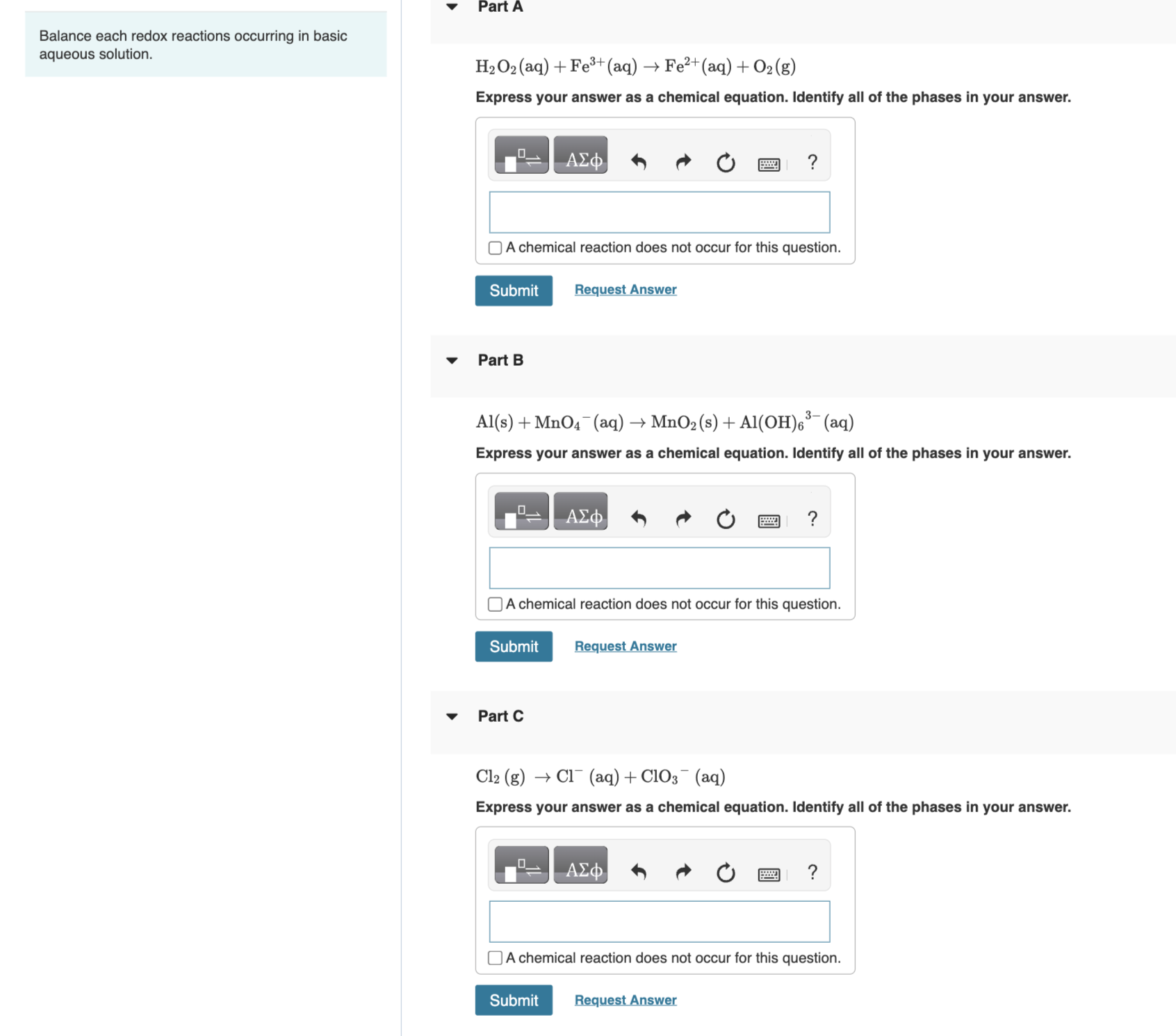 Solved Balance each redox reactions occurring in | Chegg.com