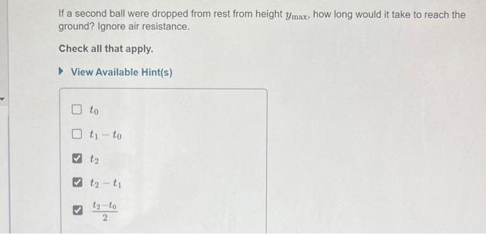 Solved If a second ball were dropped from rest from height | Chegg.com