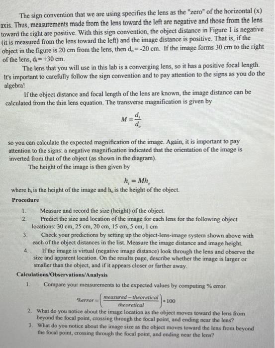 Solved . . . Single Lens: The thin lens equation Objectives | Chegg.com