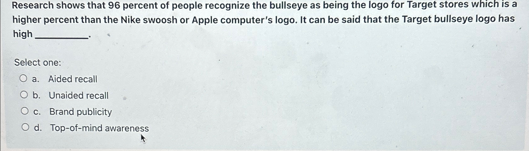 Solved Research shows that 96 ﻿percent of people recognize | Chegg.com