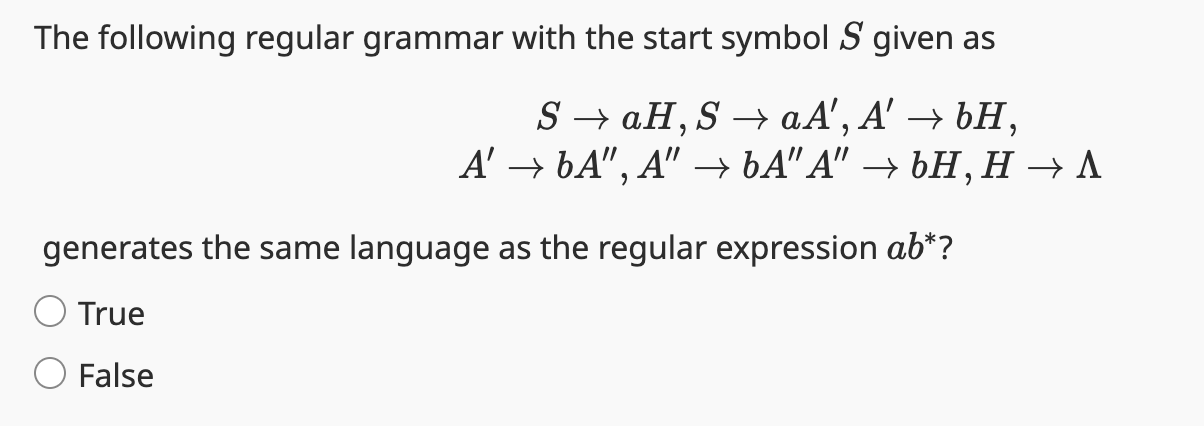 Solved The following regular grammar with the start symbol S | Chegg.com