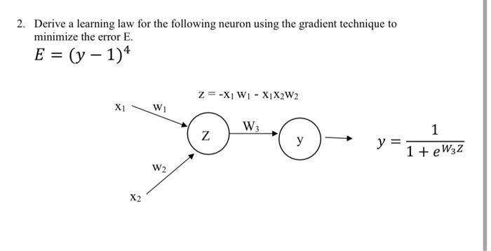 Solved 2. Derive a learning law for the following neuron | Chegg.com