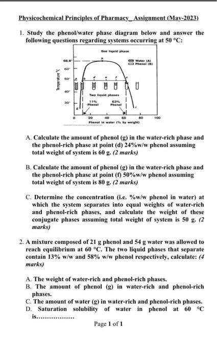 Solved Physicochemical Principles of Pharmacy Assignment | Chegg.com