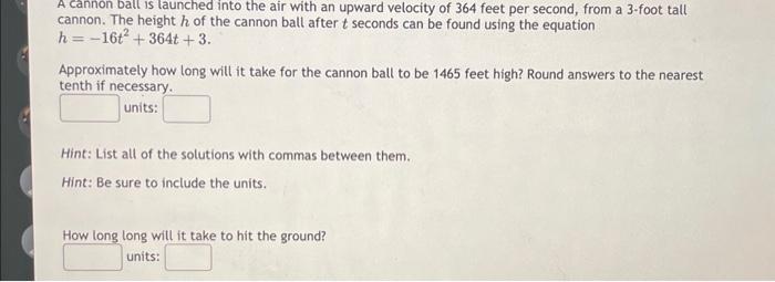 Solved A cannon Datl is launched into the air with an upward | Chegg.com