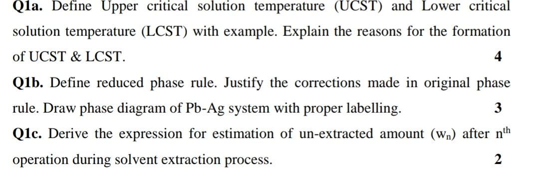 Solved Qla. Define Upper critical solution temperature | Chegg.com