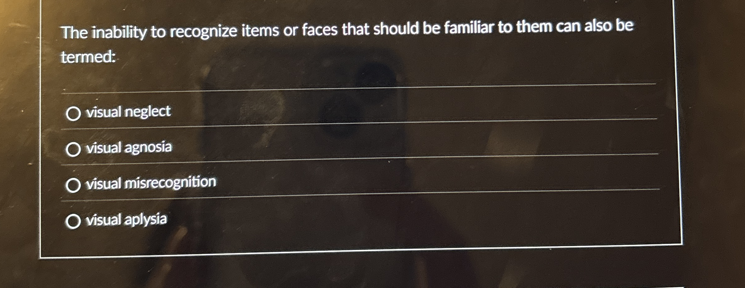 Solved The inability to recognize items or faces that should | Chegg.com