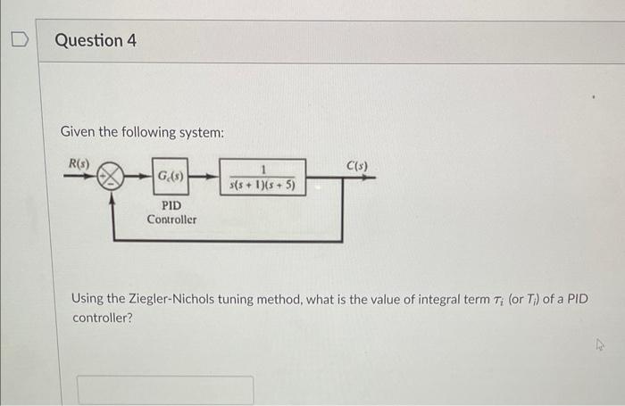 Solved Given the following system: Using the Ziegler-Nichols | Chegg.com