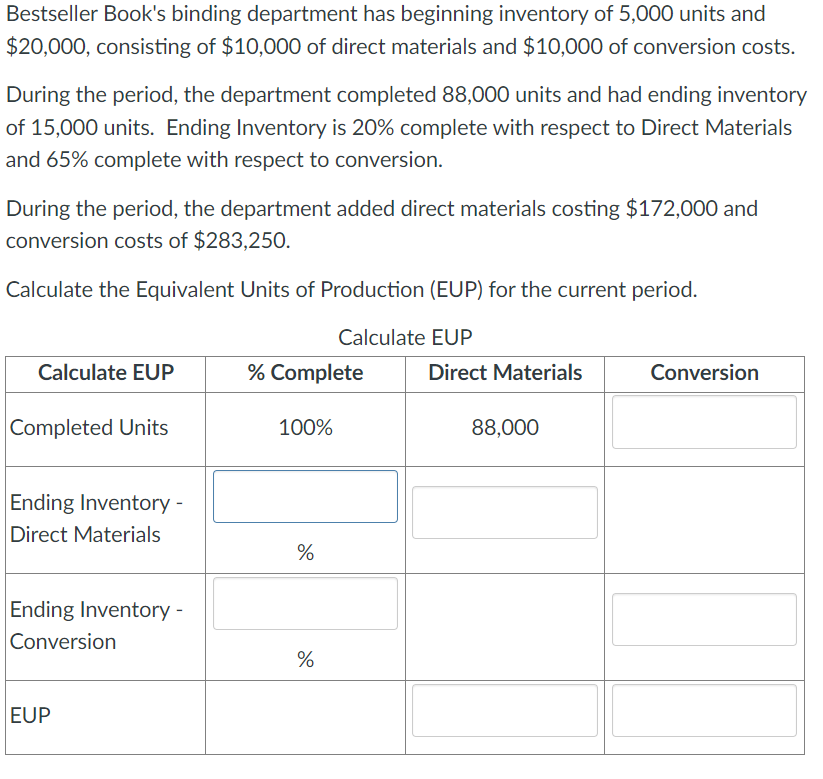 Solved Bestseller Book's binding department has beginning | Chegg.com