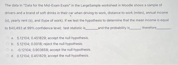 Solved The data in "Data for the Mid-Exam Exam" in the | Chegg.com