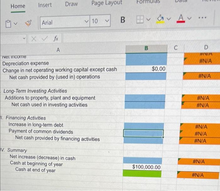 Solved Excel Online Structured Activity: Statement of cash | Chegg.com