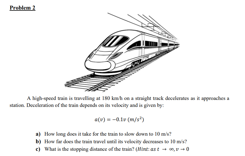 Solved Problem 2A high-speed train is ﻿travelling | Chegg.com