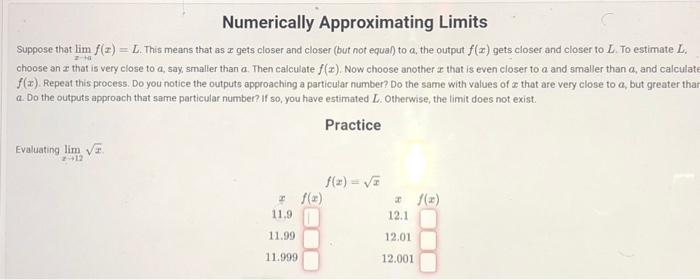 Solved Numerically Approximating Limits Suppose that | Chegg.com