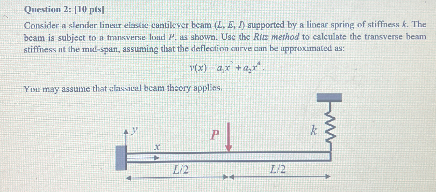 Solved Question 2: [10 ﻿pts]Consider a slender linear | Chegg.com