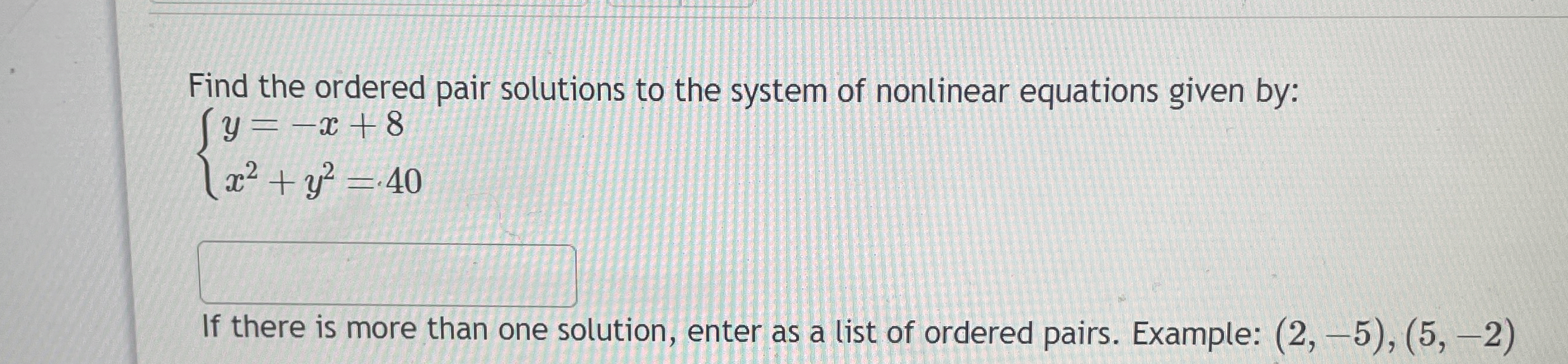 Find the ordered pair solutions to the system of | Chegg.com