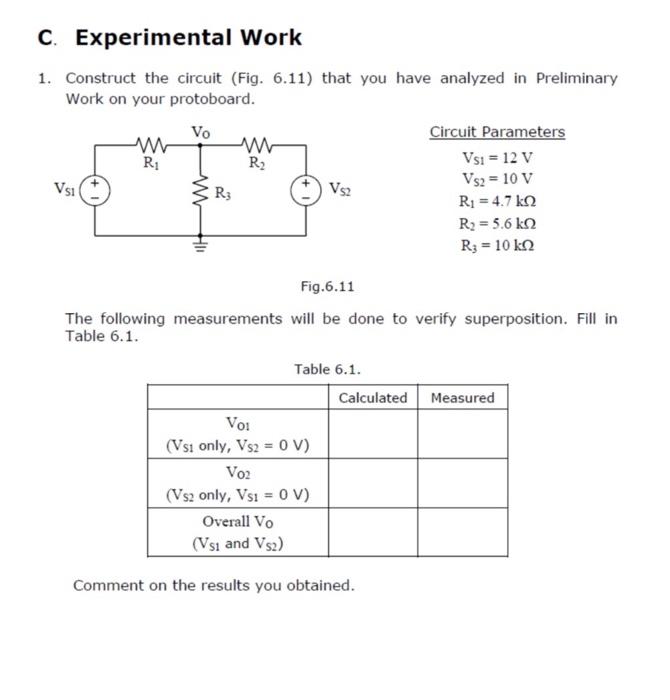 Solved B. Preliminary Work 1. Consider the circuit given in | Chegg.com