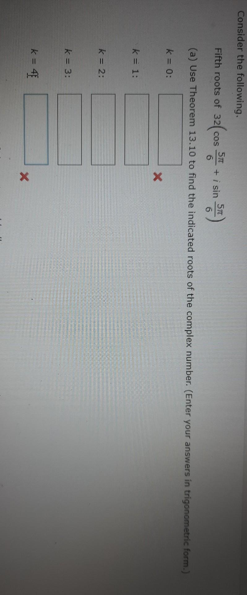 Solved Consider the following. Fifth roots of 321 cos 32(cos | Chegg.com
