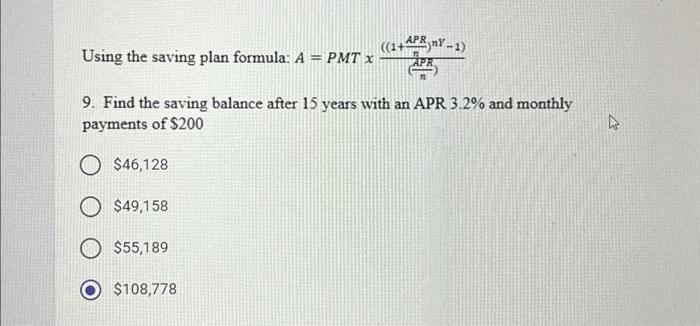 Solved Using the saving plan formula: | Chegg.com