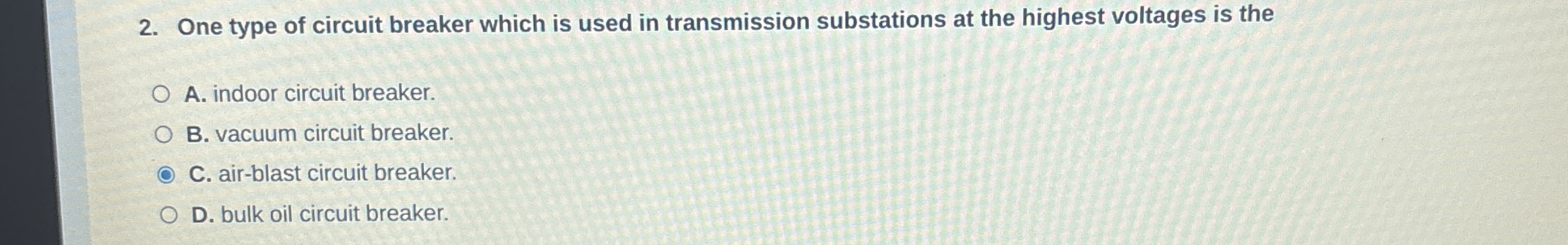 Solved One type of circuit breaker which is used in | Chegg.com