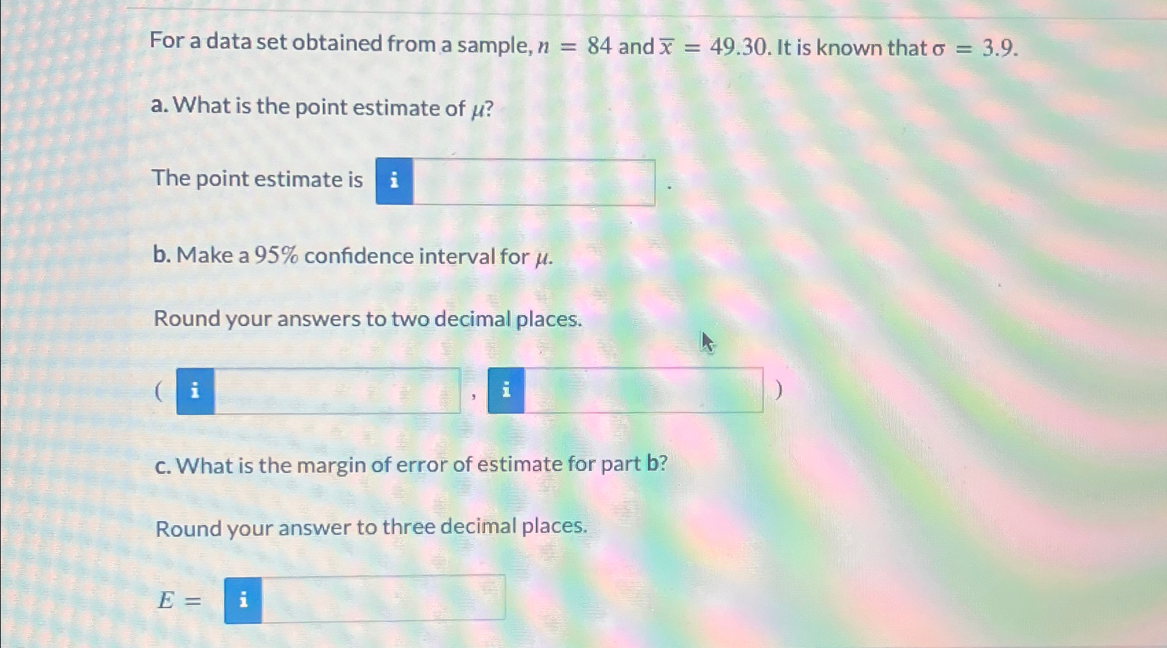 Solved For a data set obtained from a sample, n=84 ﻿and | Chegg.com