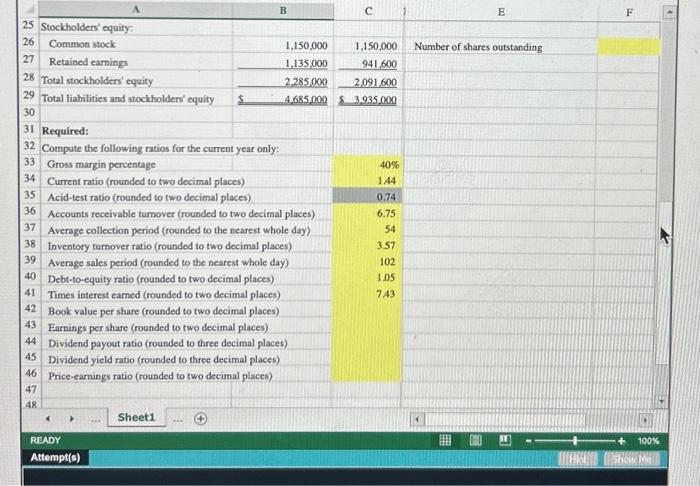 please please give me formulas ! they need to be in | Chegg.com