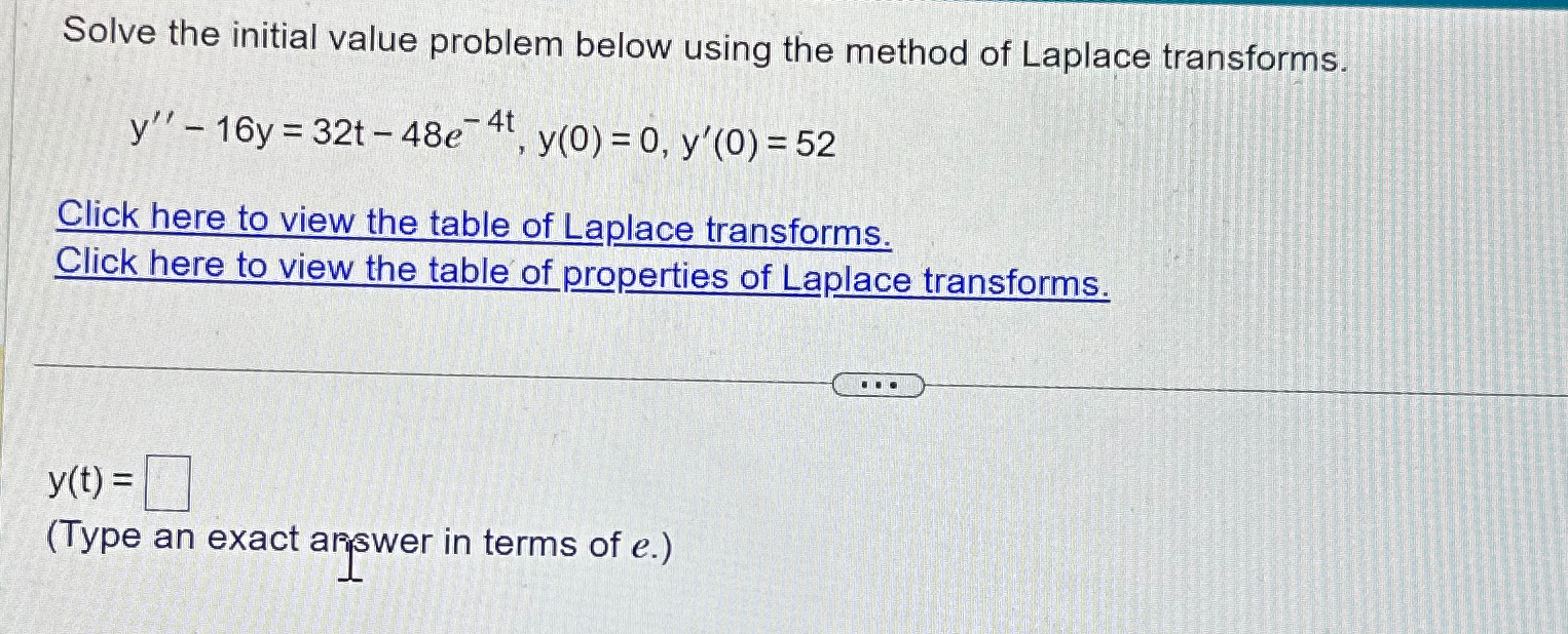 Solved Solve the initial value problem below using the | Chegg.com