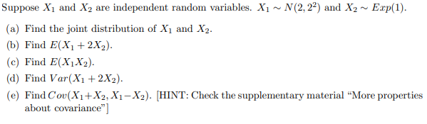 Solved Suppose x1 ﻿and x2 ﻿are independent random variables. | Chegg.com