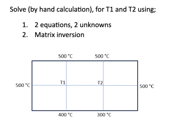 Solved Solve (by hand calculation), ﻿for T1 ﻿and T2 ﻿using;2 | Chegg.com