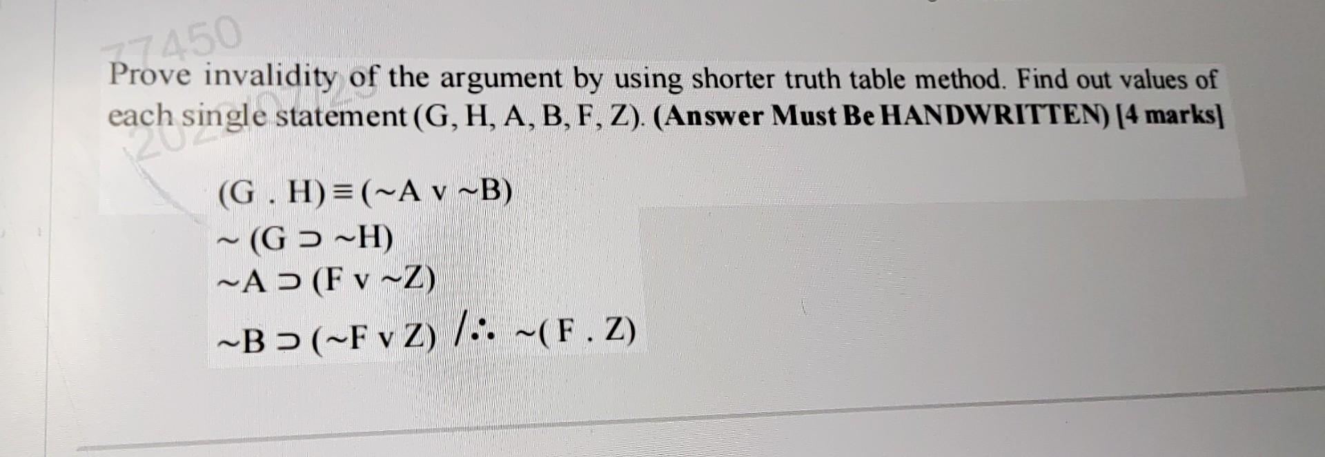 Solved Prove invalidity of the argument by using shorter | Chegg.com