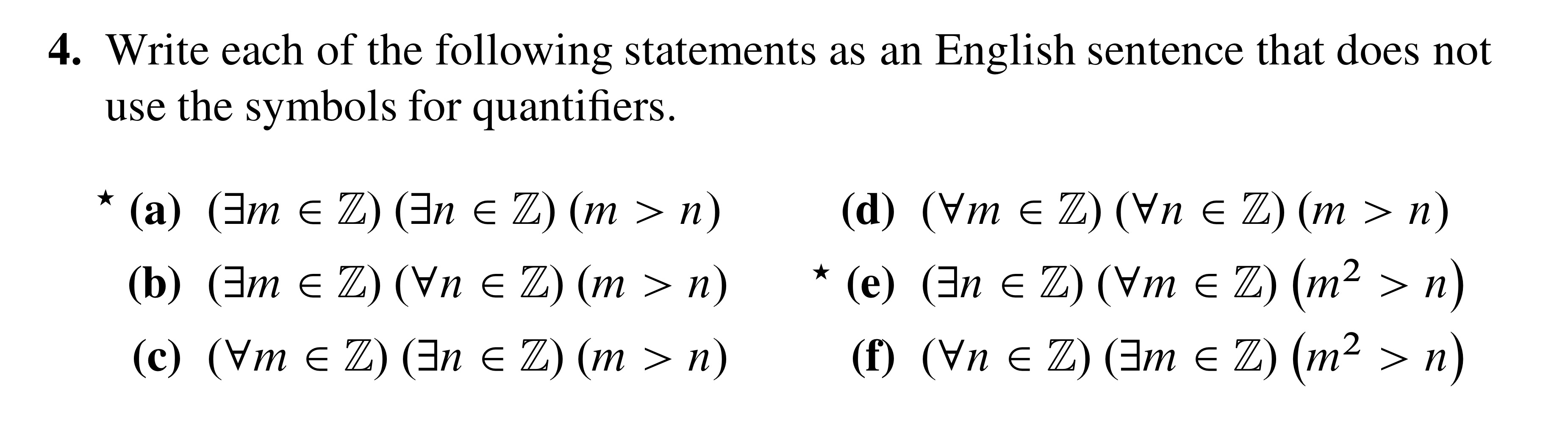 Solved Write each of the following statements as an English | Chegg.com