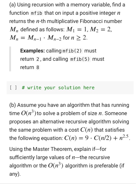Solved (a) Using recursion with a memory variable, find a | Chegg.com