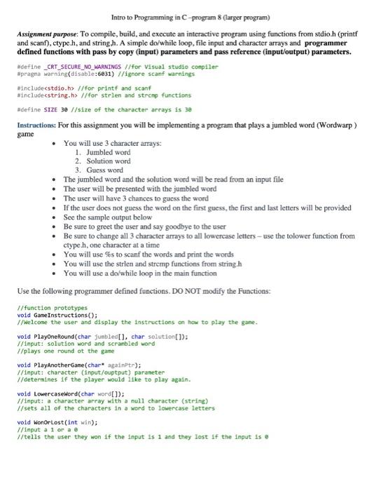 Solved Intro To Programming In C Program Larger Program