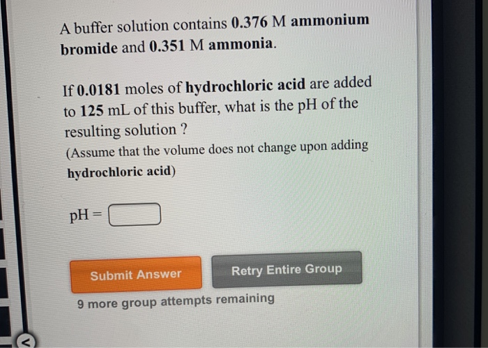 Solved A buffer solution contains 0.376 M ammonium bromide | Chegg.com