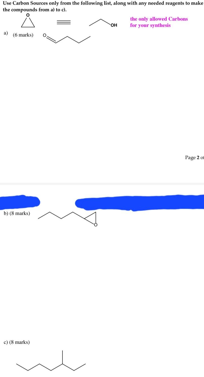 the compounds from a) to c).c) (8 marks)Use Carbon | Chegg.com