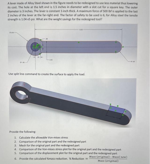 Solved A lever made of Alloy Steel shown in the figure needs | Chegg.com