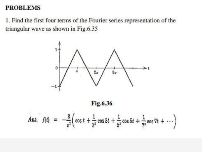 Solved PROBLEMSFind the first four terms of the Fourier | Chegg.com