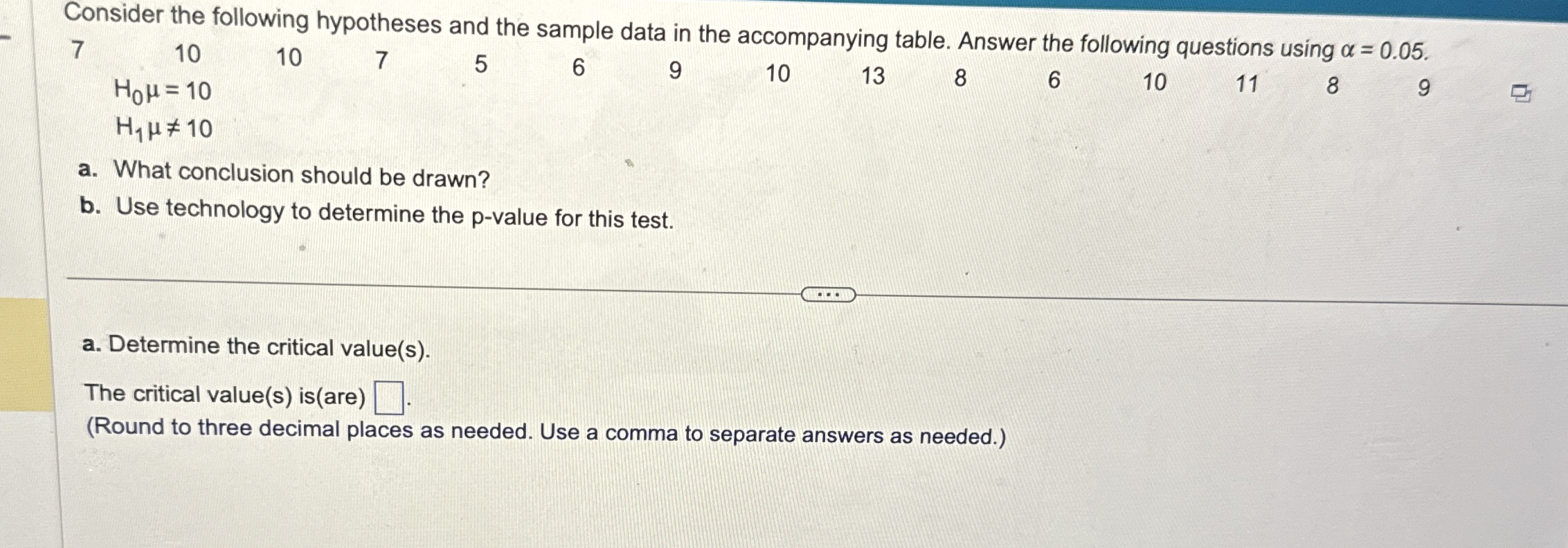 Solved Consider the following hypotheses and the sample data | Chegg.com