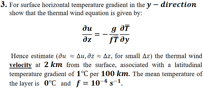 For surface horizontal temperature gradient in the | Chegg.com