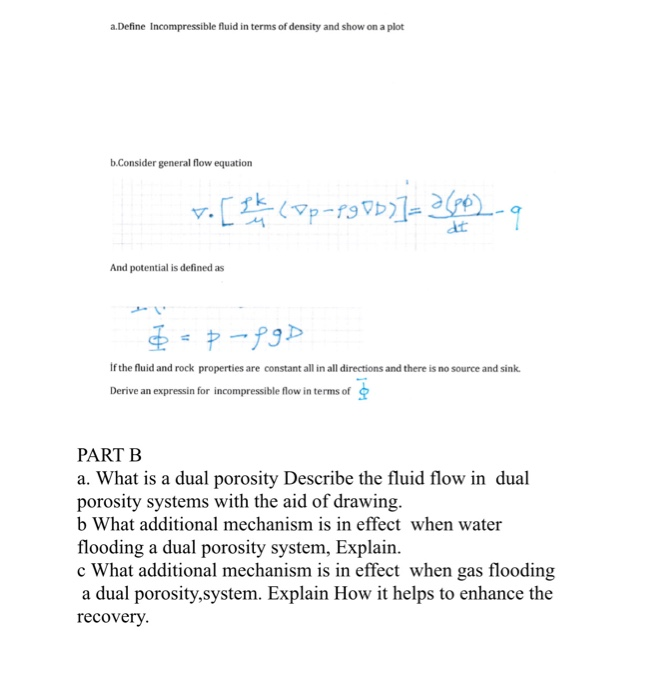 a.Define Incompressible fluid in terms of density and | Chegg.com