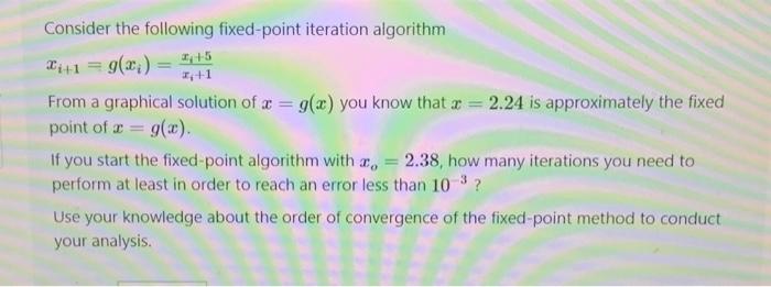 Solved Consider the following fixed-point iteration | Chegg.com