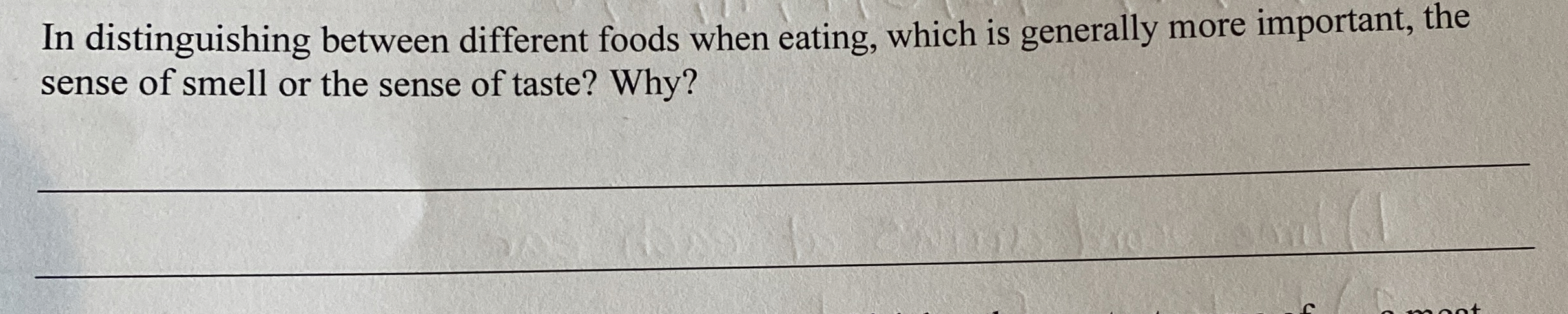 Solved In distinguishing between different foods when | Chegg.com