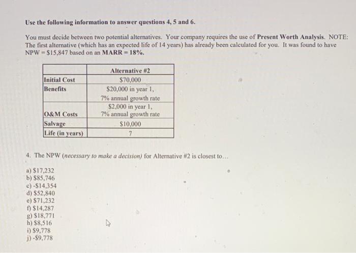Solved Use the following information to answer questions 4,5 | Chegg.com