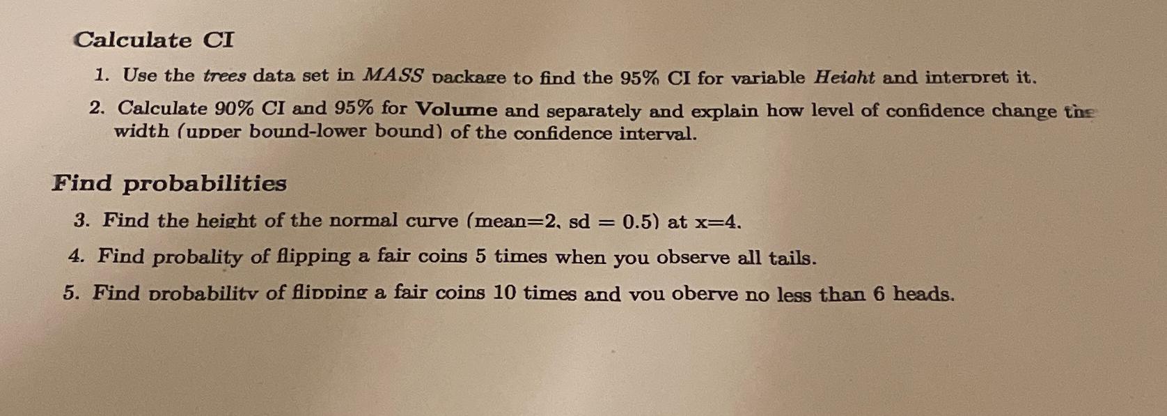 Solved Calculate CIUse the trees data set in MASS vackage to | Chegg.com