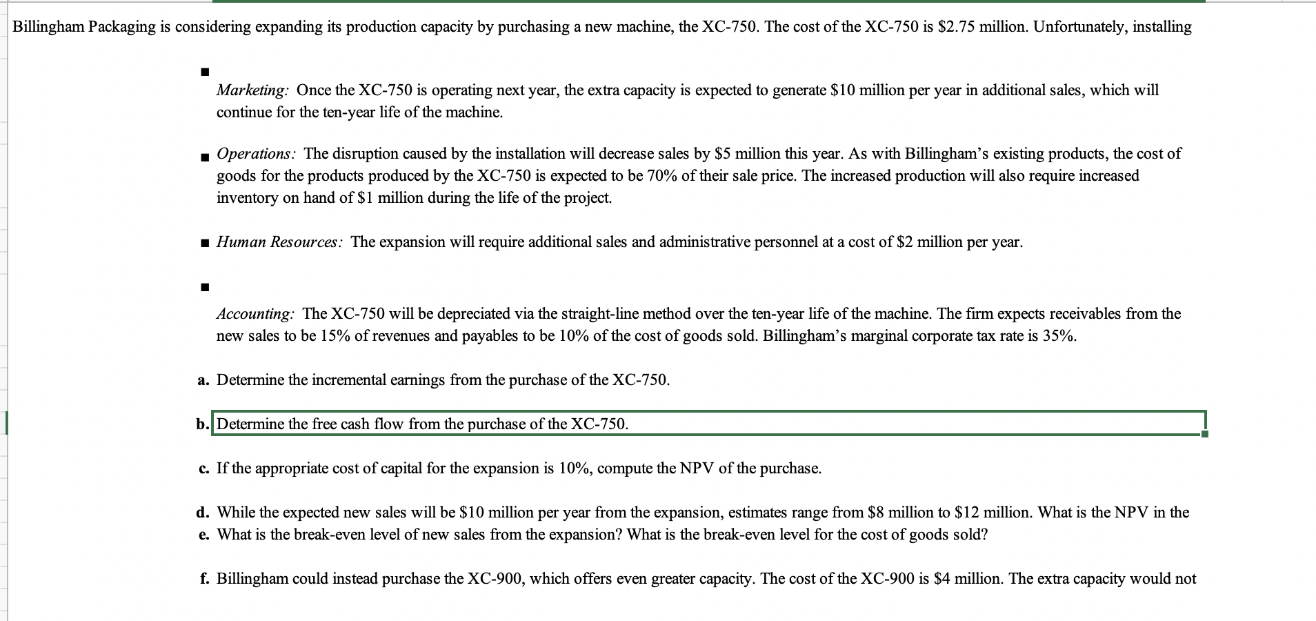Solved Billingham Packaging is considering expanding its | Chegg.com