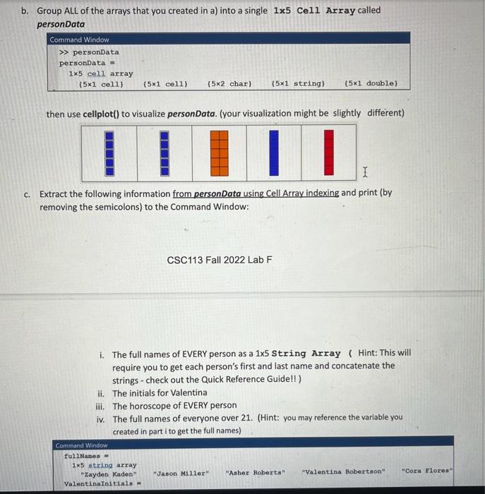 Solved a. Create the following arrays using the info from | Chegg.com