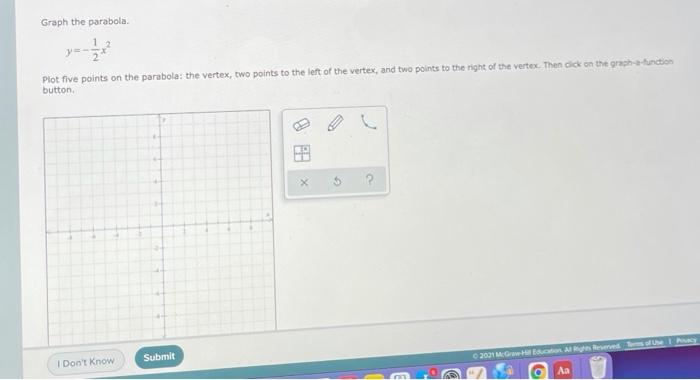 Solved Graph the parabola. y= 1 1 1 1 1 2 Plot five points | Chegg.com