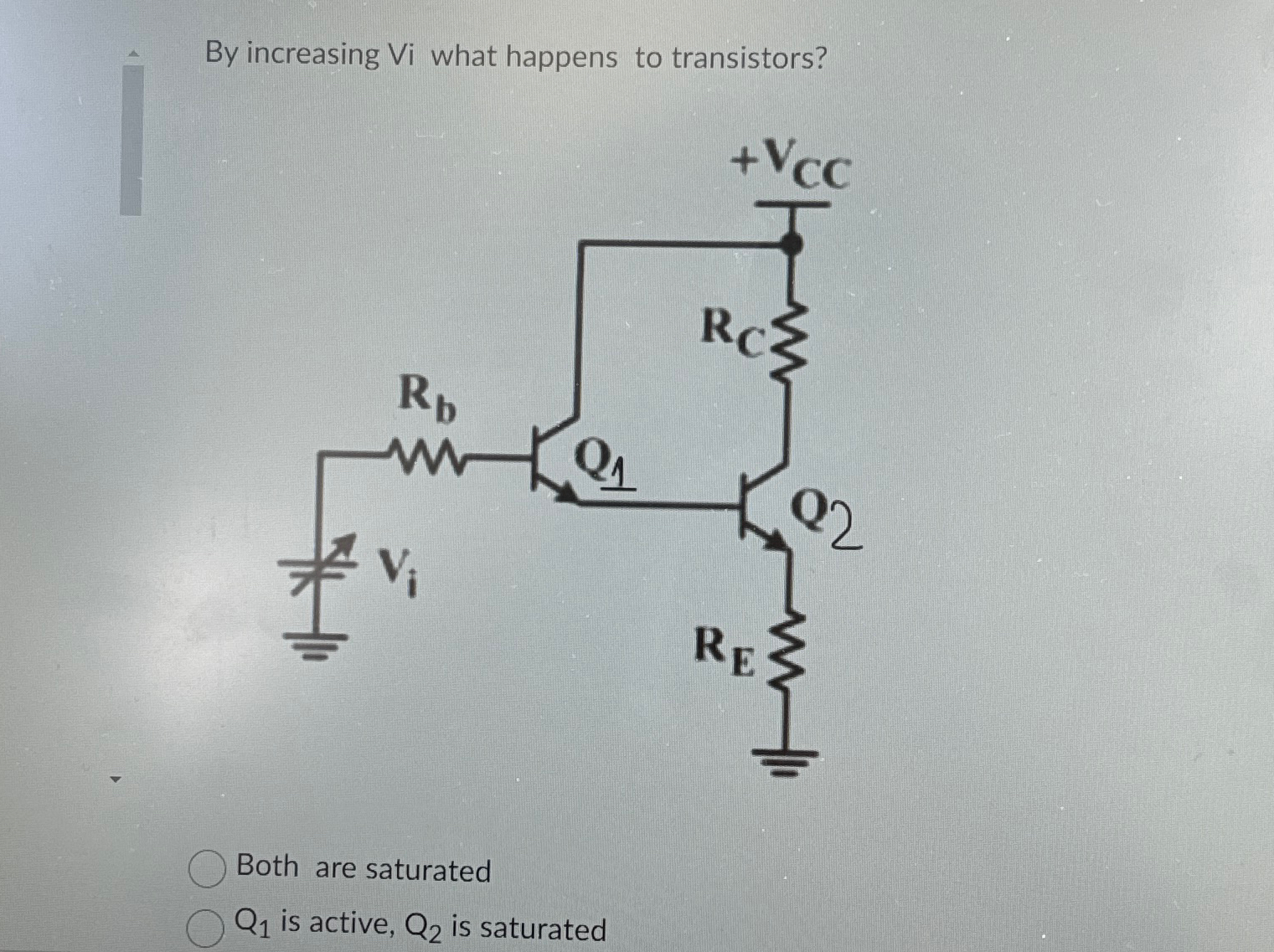 Solved By increasing Vi what happens to transistors?Both are | Chegg.com