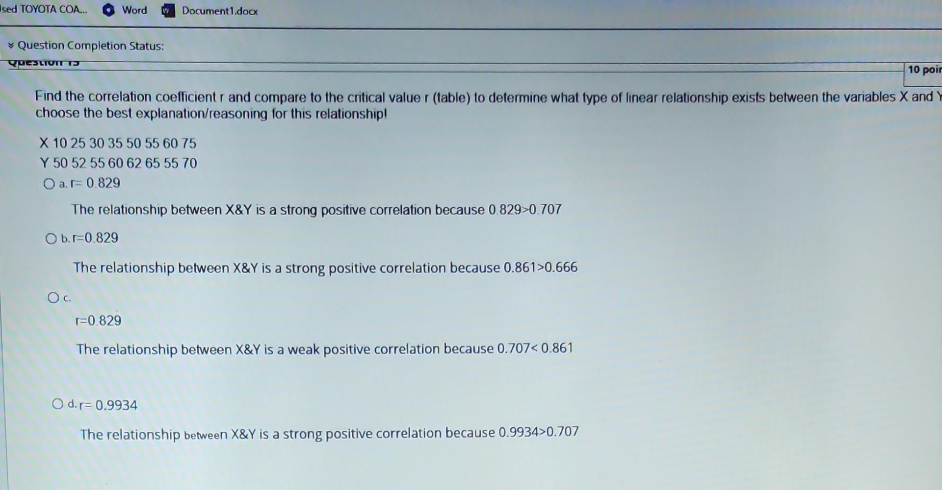 Solved Find the correlation coefficient r and compare to the | Chegg.com