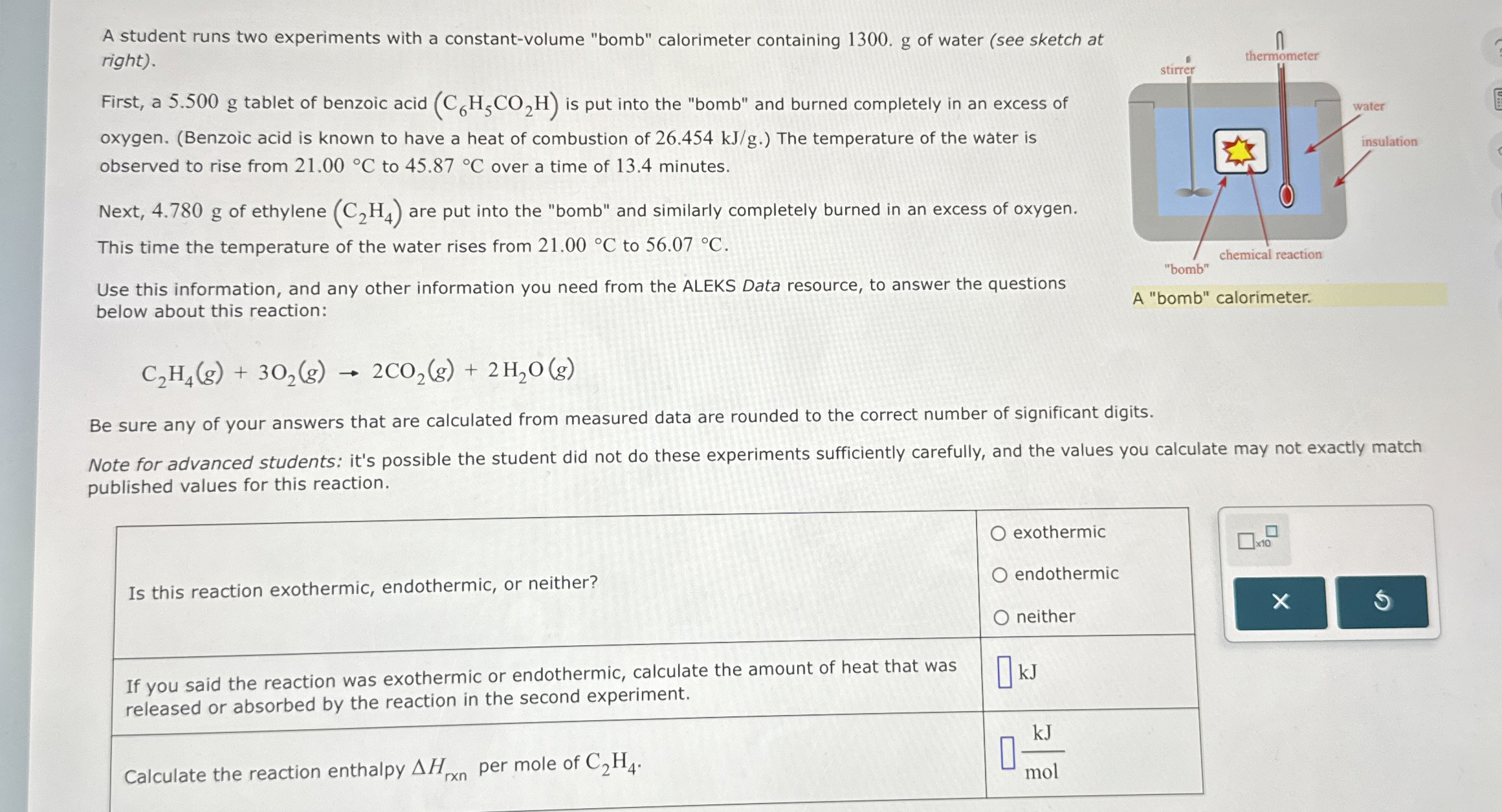 Solved A student runs two experiments with a constant-volume | Chegg.com