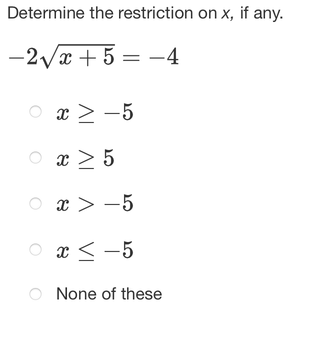 Solved Determine the restriction on x, ﻿if | Chegg.com