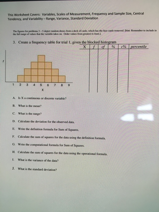 Solved This Worksheet Covers: Variables, Scales of | Chegg.com
